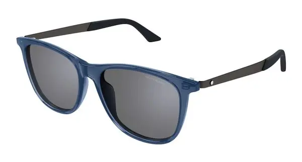 Montblanc Square Frame Sunglasses - Blue Ruthenium/silver (mb0330s/003)