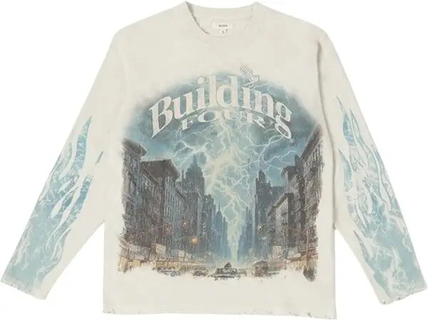 BLDG4 Lit Long Sleeve Knit Tee Shirt - Antique White