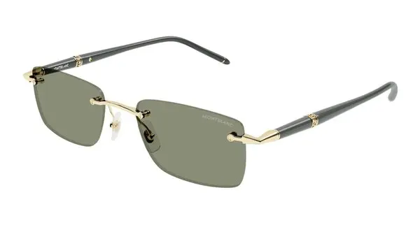 Montblanc Rectangular Sunglasses - Gold/green (mb0344s/005)