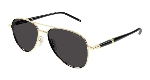 Montblanc Aviator Sunglasses - Gold Black Grey/grey (mb0345s/001)