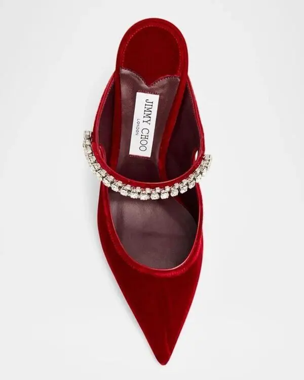 JIMMY CHOO 100mm Bing Embellished Velvet Mule Pumps