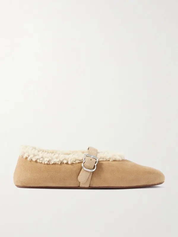 Alaïa Shearling Ballet Flats - Brown