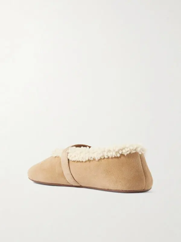 Alaïa Shearling Ballet Flats - Brown