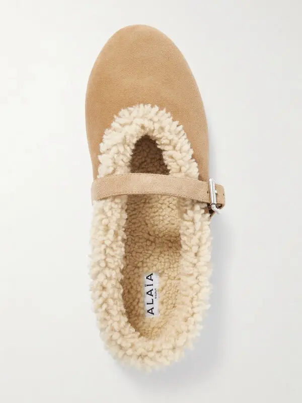 Alaïa Shearling Ballet Flats - Brown