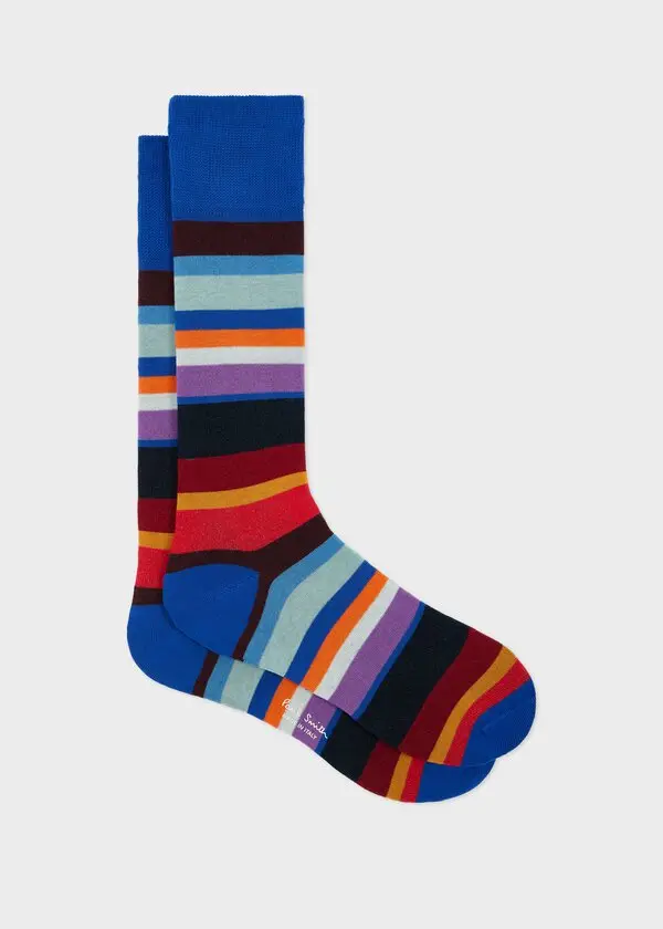 Paul Smith Block Multicolour Stripe Socks - Blue