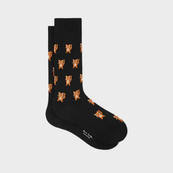 Paul Smith Patterned Crew Socks - Black