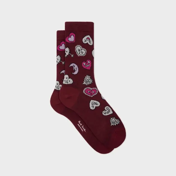 Paul Smith Cotton-blend 'hearts And Stars' Socks - Red