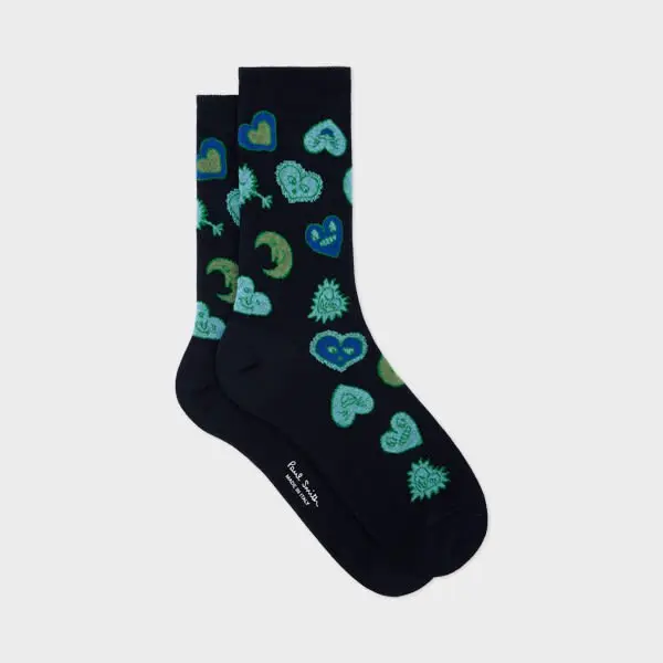 Paul Smith Hearts And Stars Cotton-blend Socks - Blue