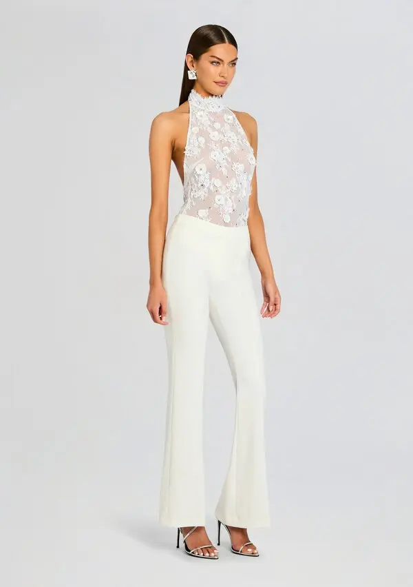 Retrofete Saga Lace Embellished Bodysuit - White/silver