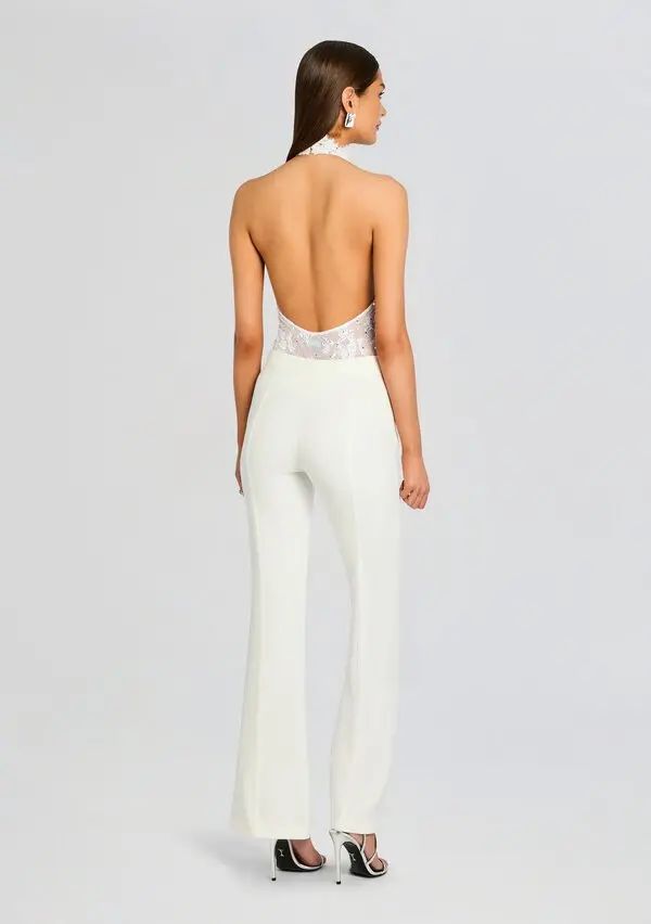 Retrofete Saga Lace Embellished Bodysuit - White/silver