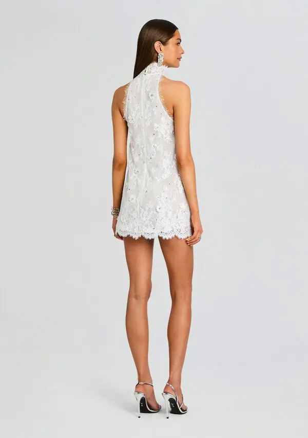 Retrofete Banks Lace Embellished Dress - White/silver