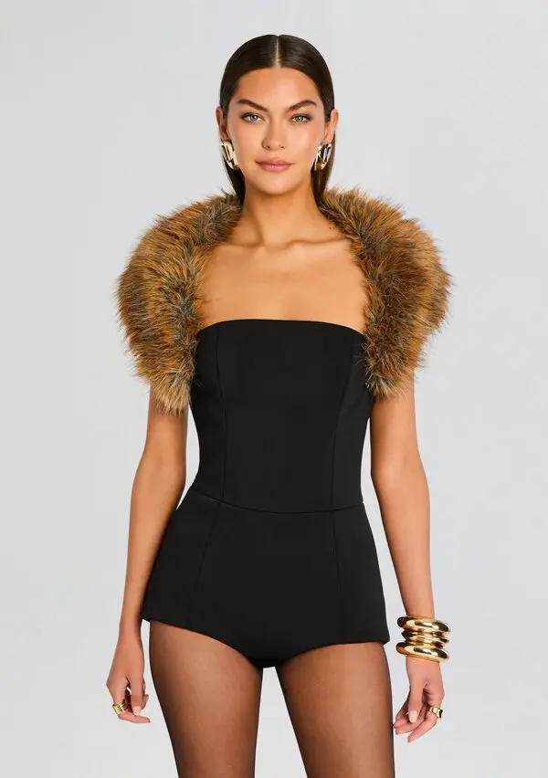 Retrofete Salmee Faux Fur Romper