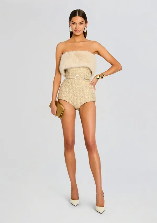 Retrofete Concetta Tweed Romper - Sand