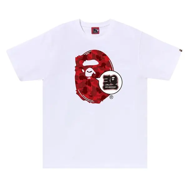 A BATHING APE 30th Anniversary Ape Head Tee Set - White