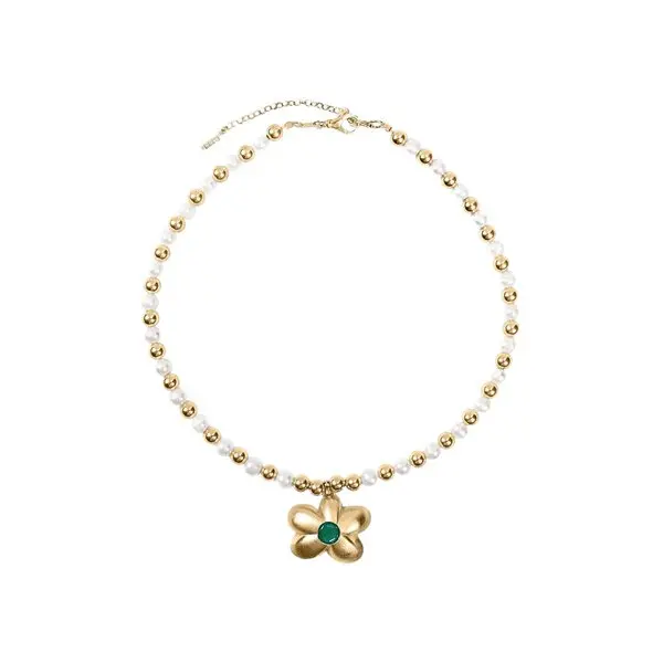 VEERT Flower Pearl Bead Chain - Gold