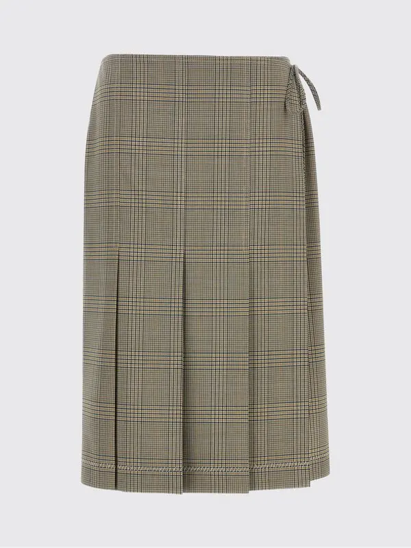Marni Plaid Pleated Midi Skirt - Grey