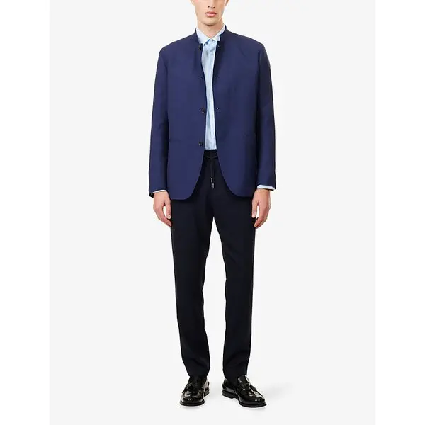 Paul Smith Collarless Wool-linen Blend Jacket