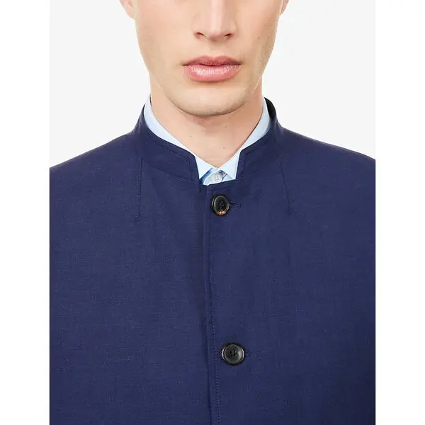Paul Smith Collarless Wool-linen Blend Jacket