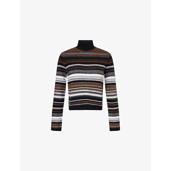 ME+EM Striped High-neck Wool-blend Jumper