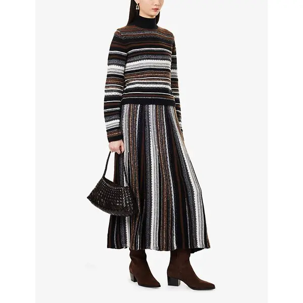 ME+EM Striped High-neck Wool-blend Jumper