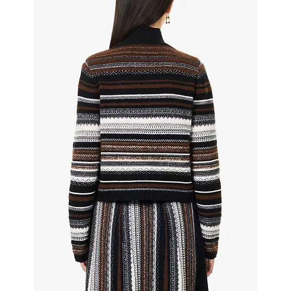 ME+EM Striped High-neck Wool-blend Jumper