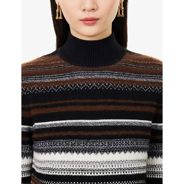 ME+EM Striped High-neck Wool-blend Jumper