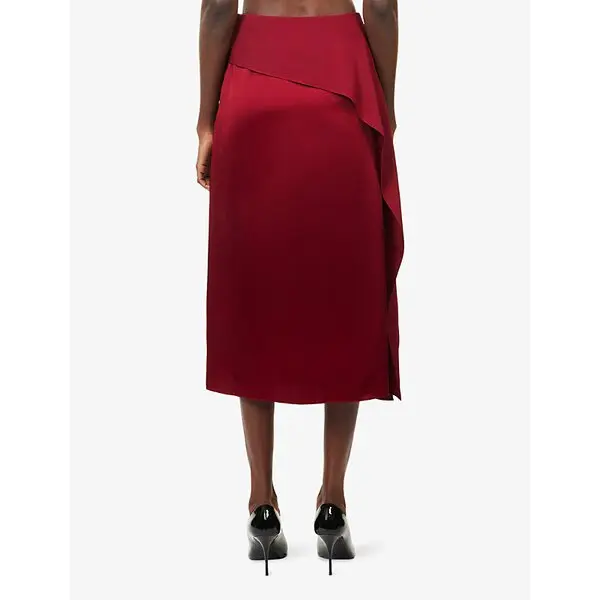 Erdem Satin-cady Draped Midi Skirt