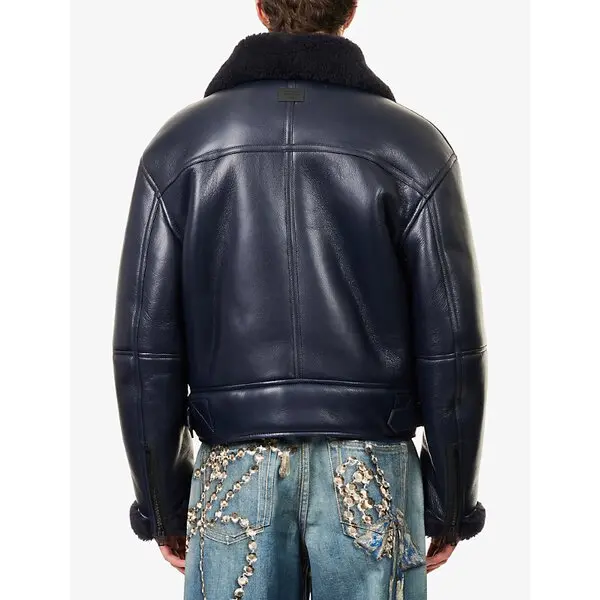 Acne Studios Wide-collared Buckled Leather And Shearling Aviator Jacket