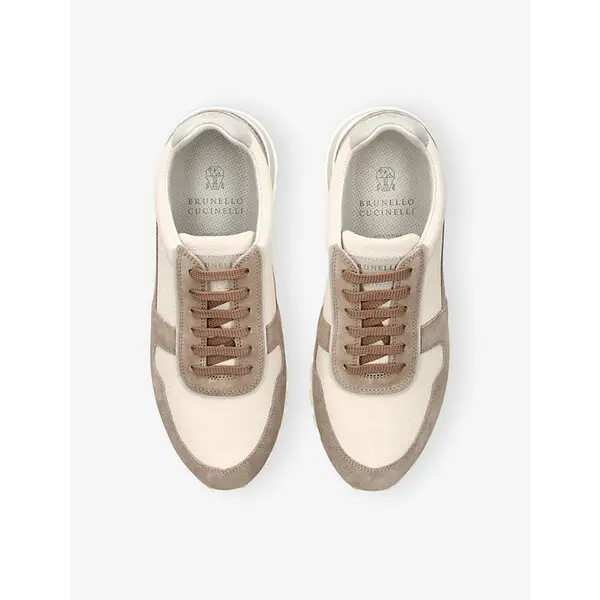 Brunello Cucinelli Grained-texture Leather And Suede Trainers