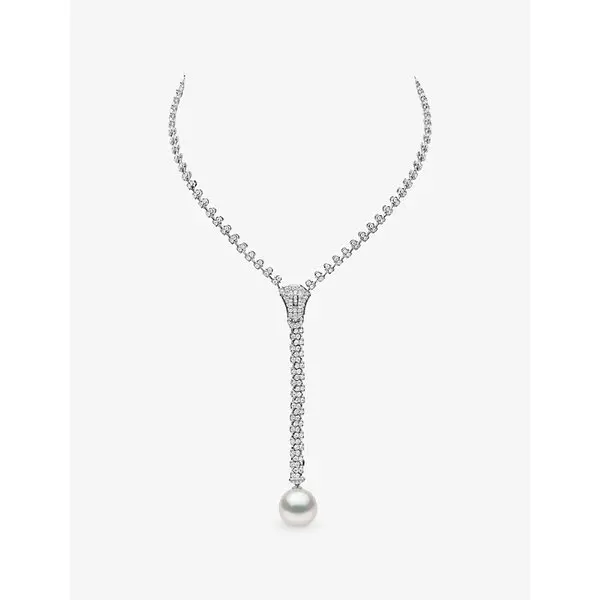 Yoko London Zipp South Sea Pearl And Diamond Drop Necklace - 18ct White Gold