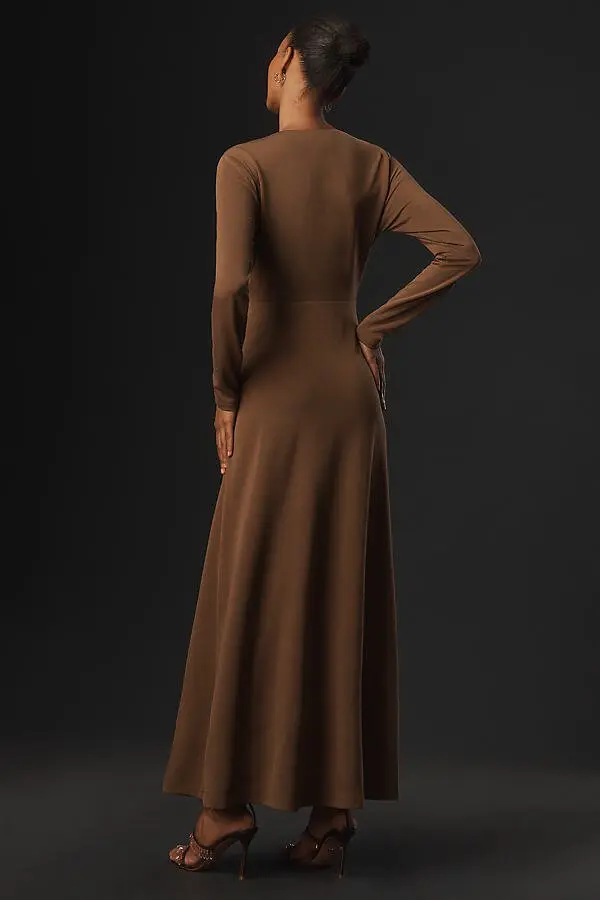 DOLAN LEFT COAST Long-sleeve Plunge Knit Maxi Dress