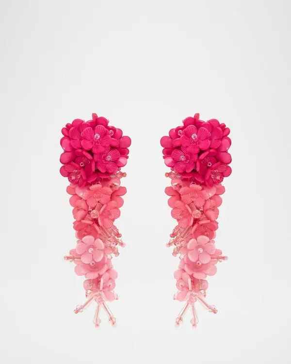 Oscar De La Renta Plexy Flowers Bouquet Clip-on Earrings - Rose