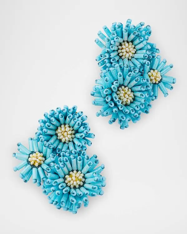 Oscar De La Renta Flower Stud Earrings - Blue