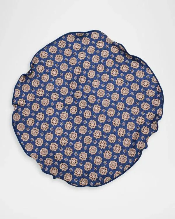 EDWARD ARMAH Apos;s Reversible Houndstooth To Medallion Silk Pocket Circle - Blue