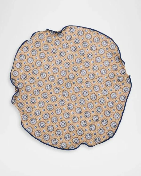 EDWARD ARMAH Apos;s Reversible Houndstooth To Medallion Silk Pocket Circle - Beige