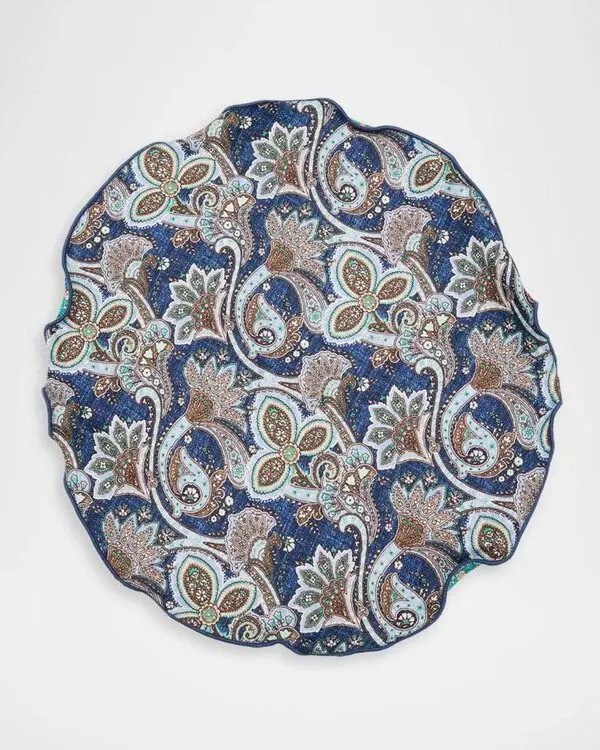 EDWARD ARMAH Apos;s Reversible Floral To Paisley Silk Pocket Circle - Blue