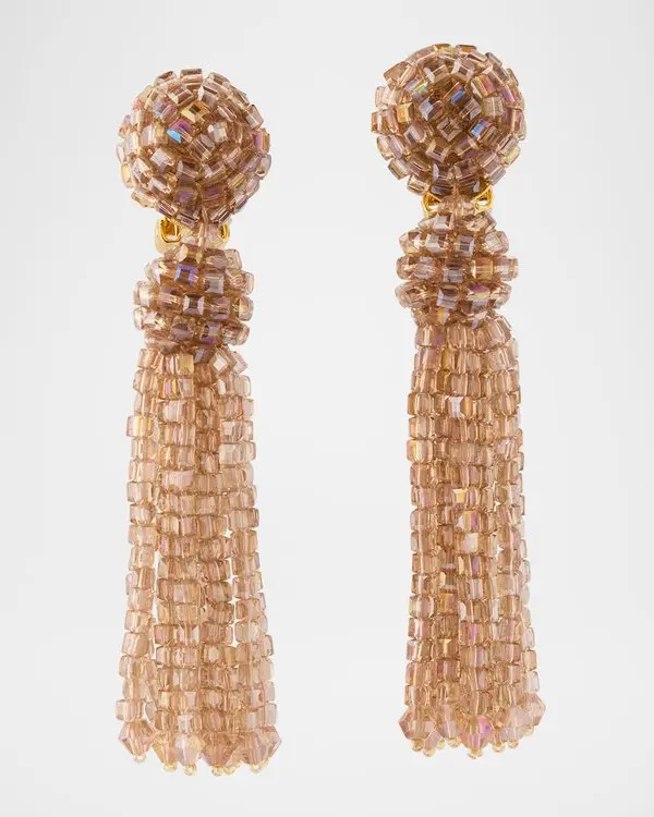 Oscar De La Renta Crystal Fringe Clip-on Earrings - Yellow