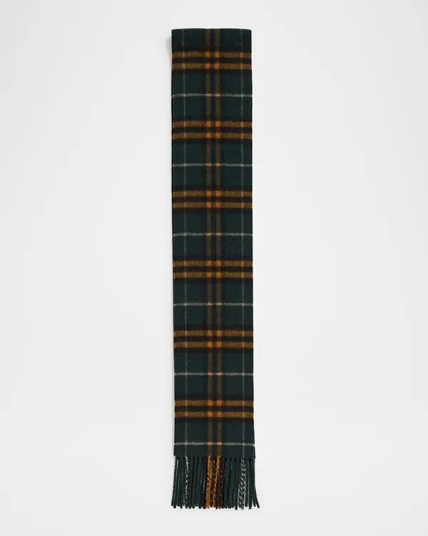 Burberry Narrow Check Cashmere Scarf - Dark Green