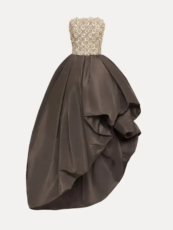 Oscar De La Renta Embroidered High-low Gown