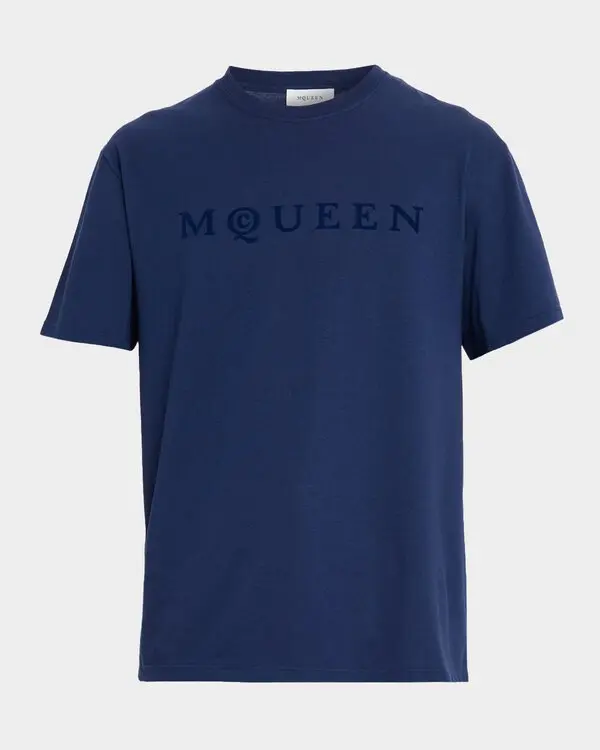 Alexander McQueen Flocked Logo T-shirt - Dark Navy
