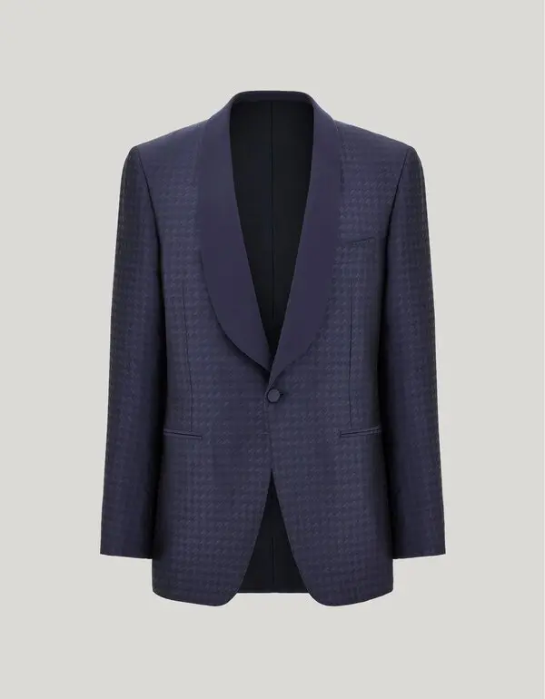 Canali Single-breasted Regular Fit Tuxedo Jacket In A Blend Of Technical Fabric And Silk - Blue