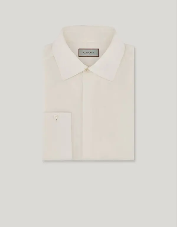 Canali Regular Fit Silk Dress Shirt - White