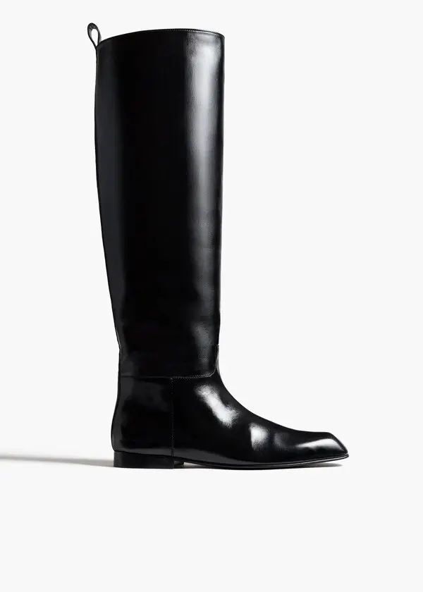 Khaite Colt Knee-high Boots In Glazed Leather - Black