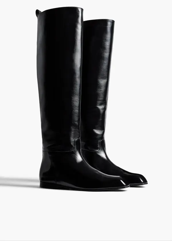 Khaite Colt Knee-high Boots In Glazed Leather - Black