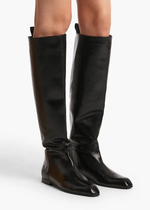 Khaite Colt Knee-high Boots In Glazed Leather - Black