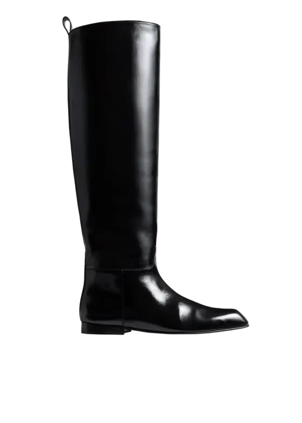 Khaite Colt Knee-high Boots In Glazed Leather - Black