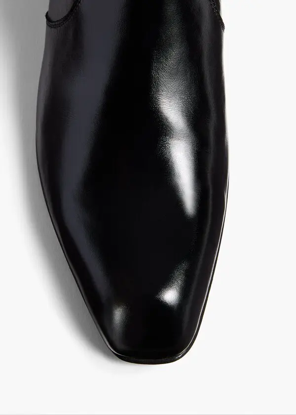 Khaite Colt Knee-high Boots In Glazed Leather - Black