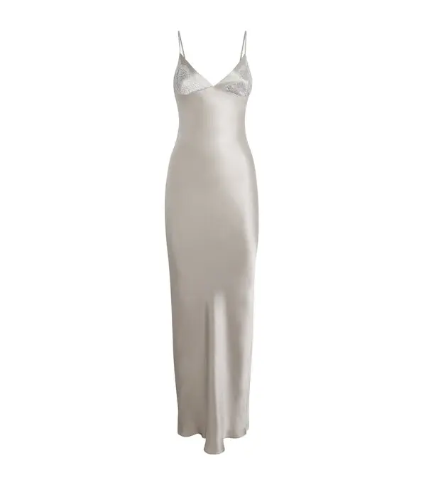 GILDA & PEARL Silk Written In The Stars Nightdress - Silver