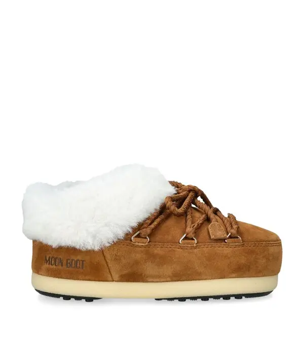 Moon Boot Suede Shearling-trim Evx Mules