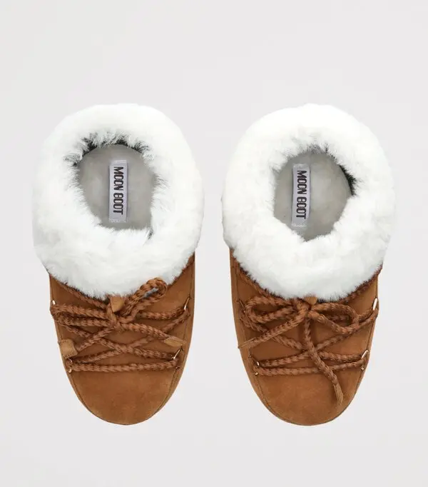 Moon Boot Suede Shearling-trim Evx Mules